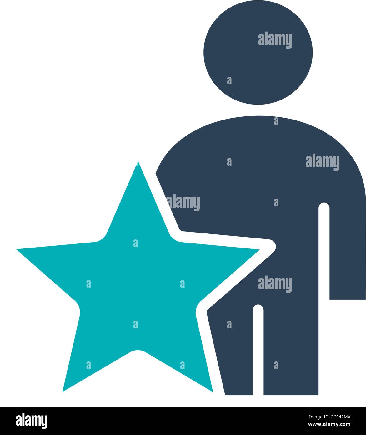 User profile with star colored icon. Star rating, feedback line symbol ...