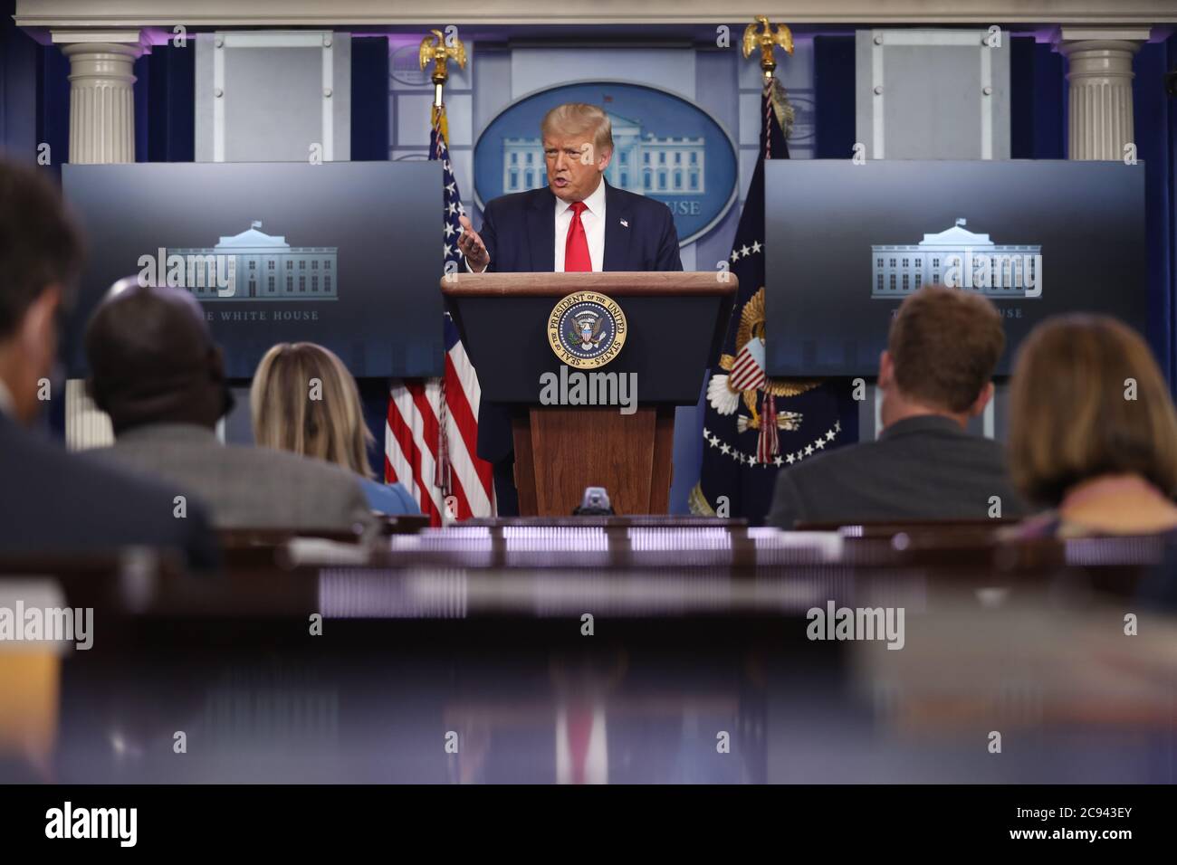 Washington, USA. 28th July, 2020. President Donald Trump holds a press ...