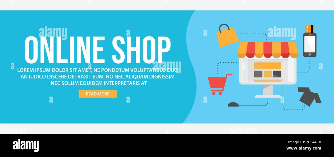 Online shopping web banner template design. Flat design style online ... Online shopping web banner template design. Flat design style online ...