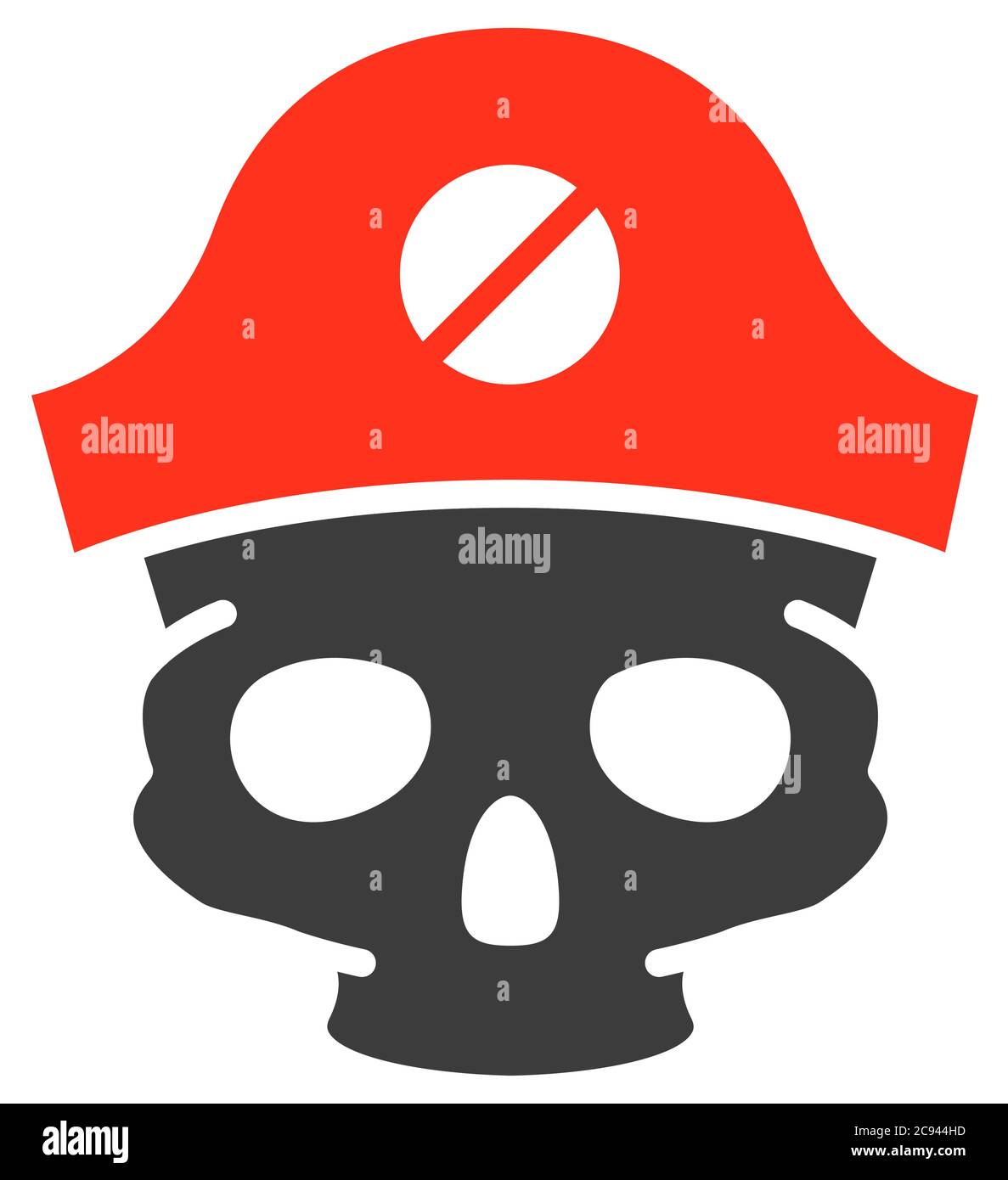 Skull with pirate captain hat colored icon. Tattoo sketch, cranium ...