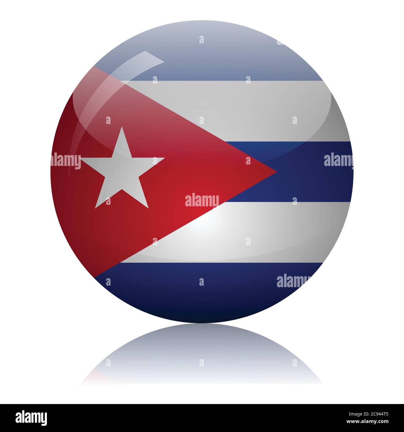 Cuban flag glass ball on light mirror surface vector illustration Stock ...