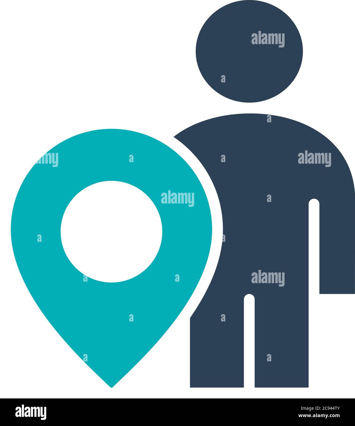 User profile with location mark colored icon. Human navigation ...