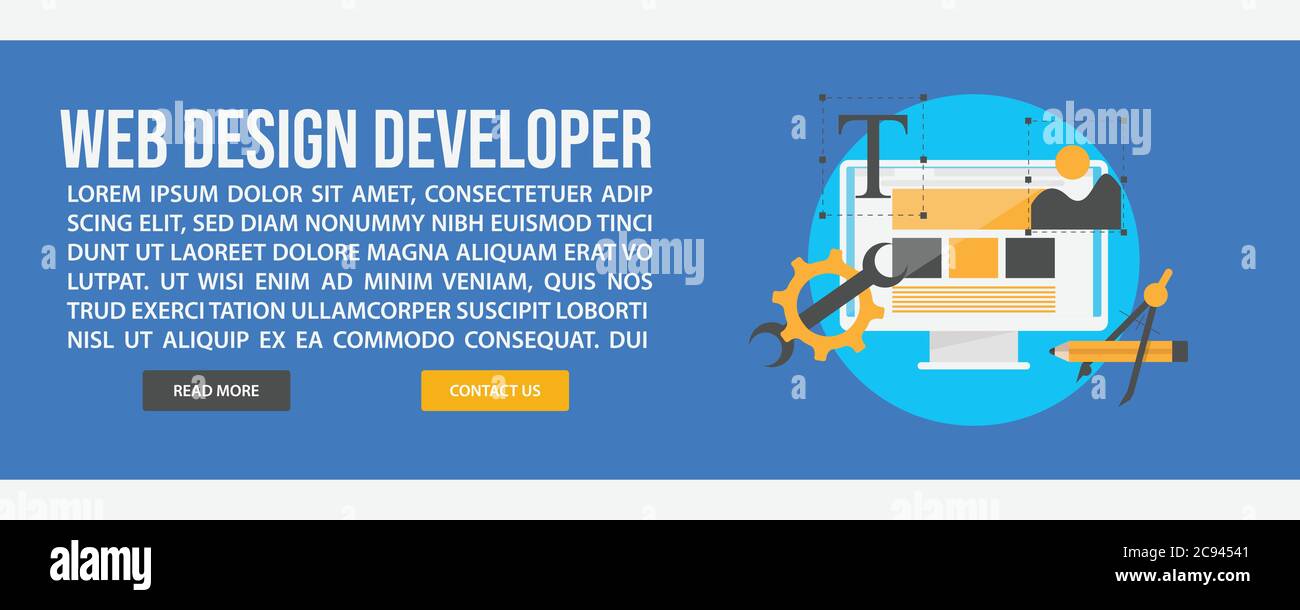Web Design And Development Web Banner Template Flat Design Style Web Design And Development