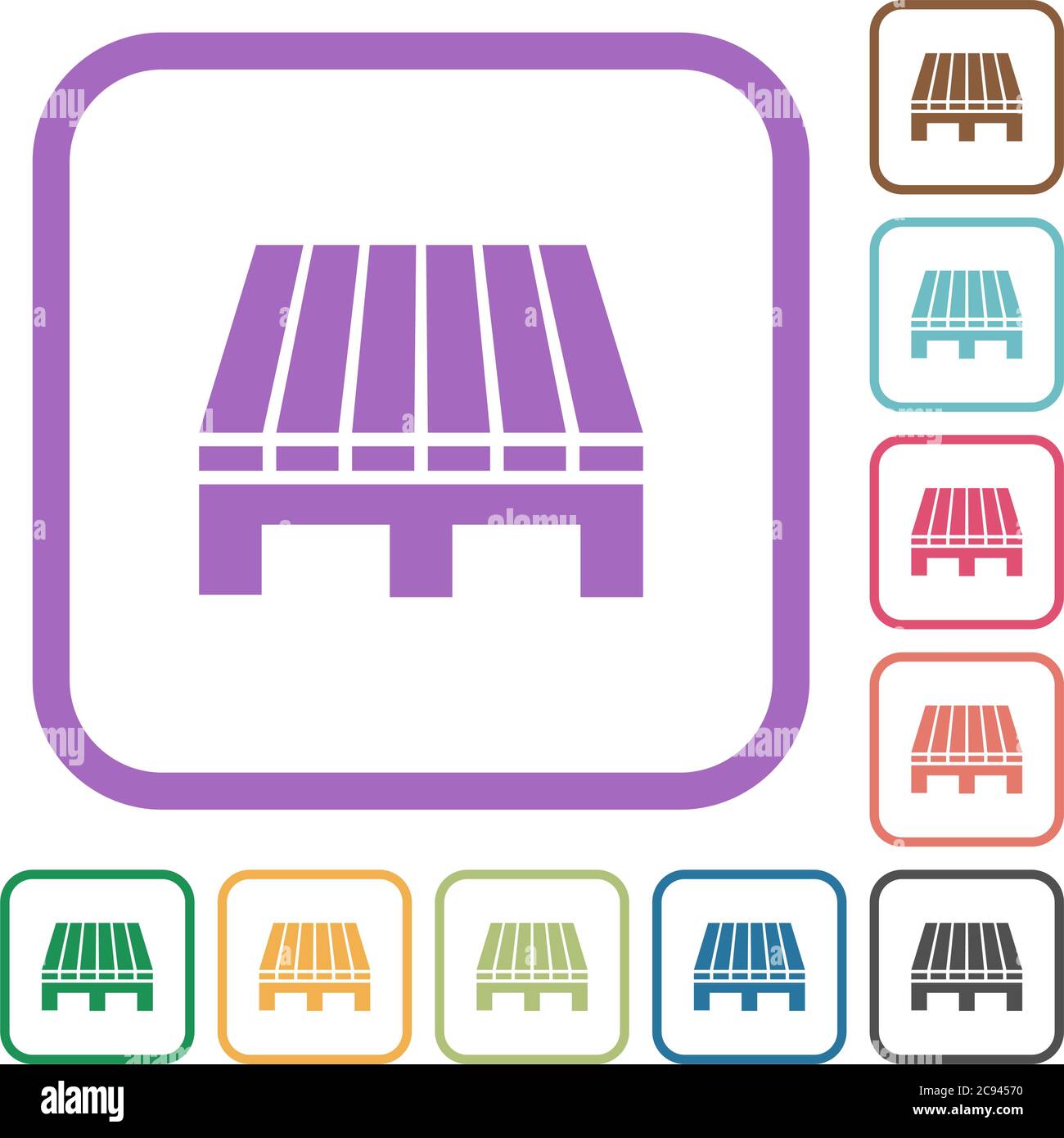 Single pallet simple icons in color rounded square frames on white background Stock Vector Image ...