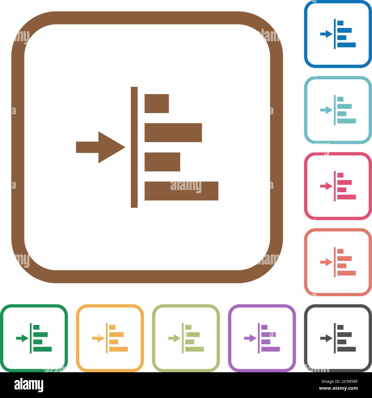 Increase Left Indentation Of Content Simple Icons In Color Rounded Square Frames On White