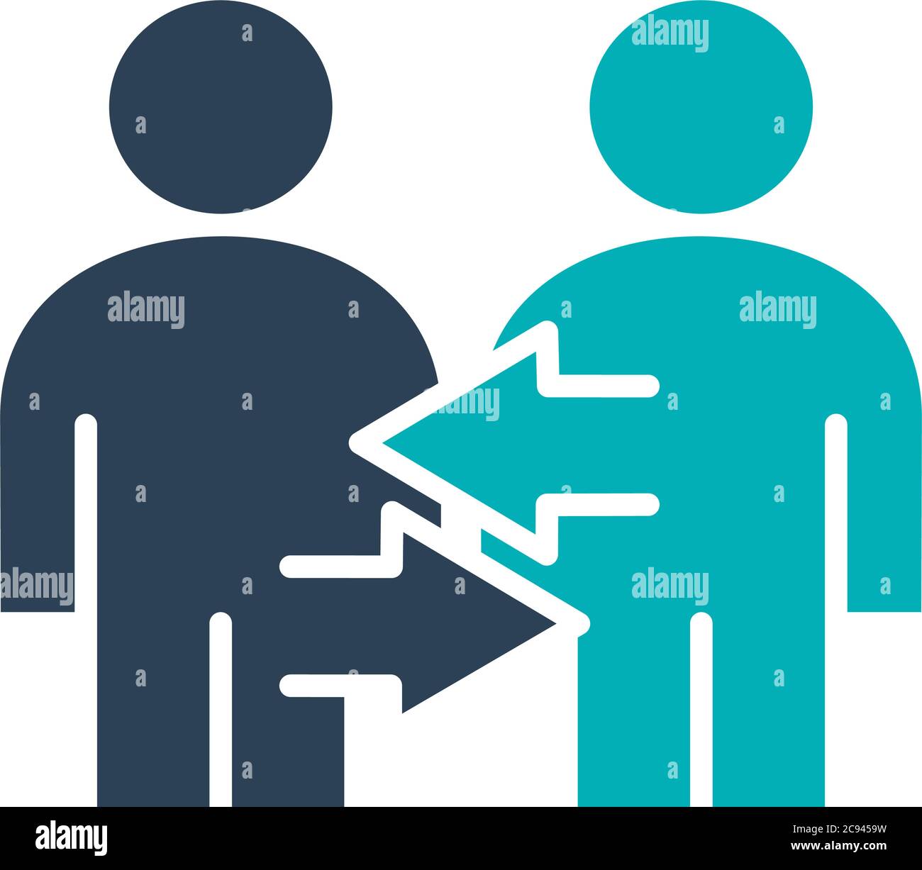 Two user profile with arrows colored icon. Exchange workers, staff ...