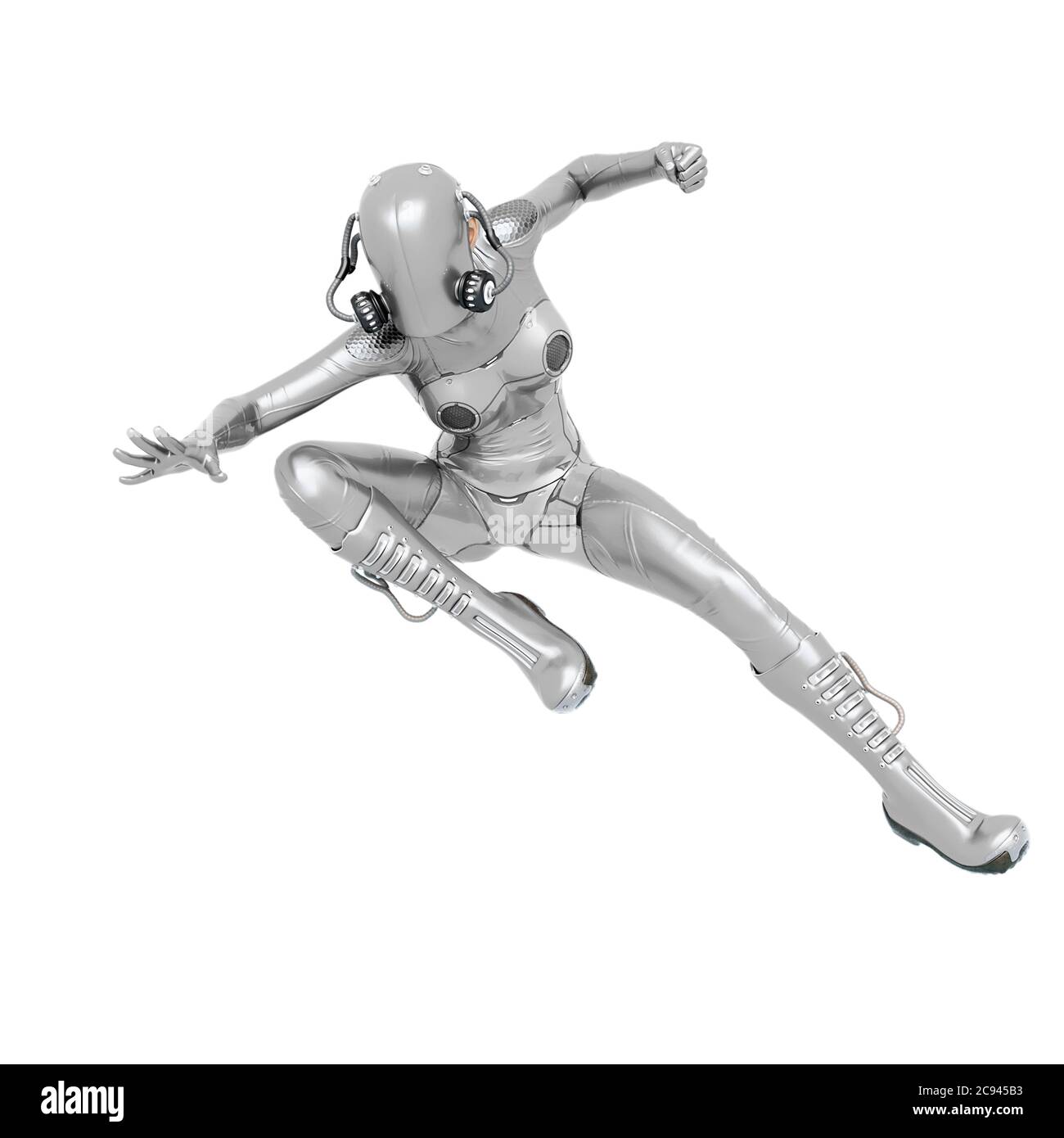 cyber soldier female is falling, 3d illustration Stock Photo - Alamy