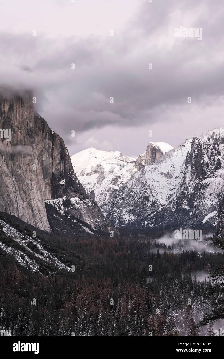 Clearing winter storm over Yosemite Valley, Yosemite National Park, California USA Stock Photo ...