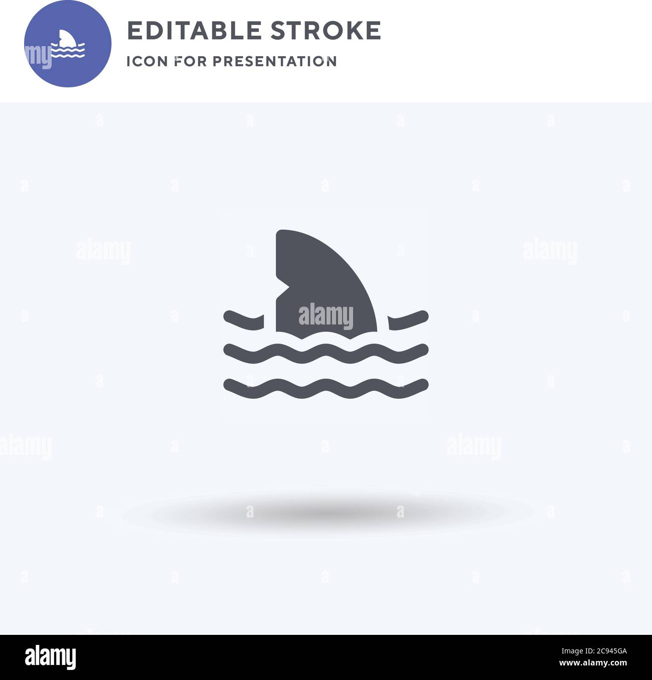 Shark icon vector, filled flat sign, solid pictogram isolated on white ...