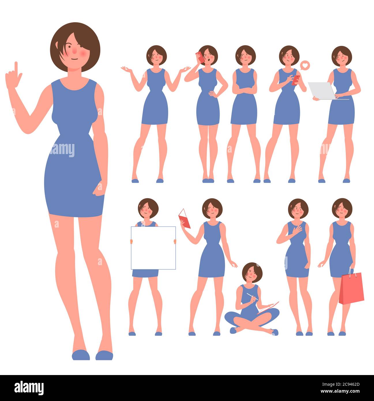 flat design characters a young woman Stock Vector Image & Art - Alamy