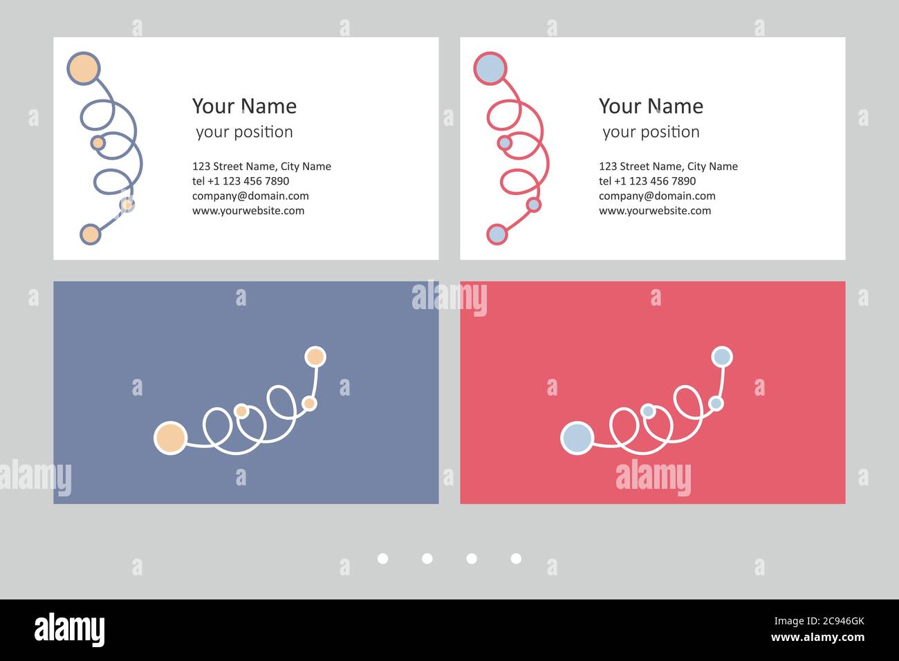 Timeless business card template. Simple hand-drawn ornament and two ...