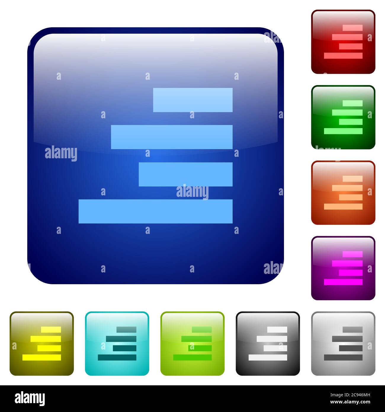 Text align right icons in rounded square color glossy button set Stock Vector Image & Art - Alamy