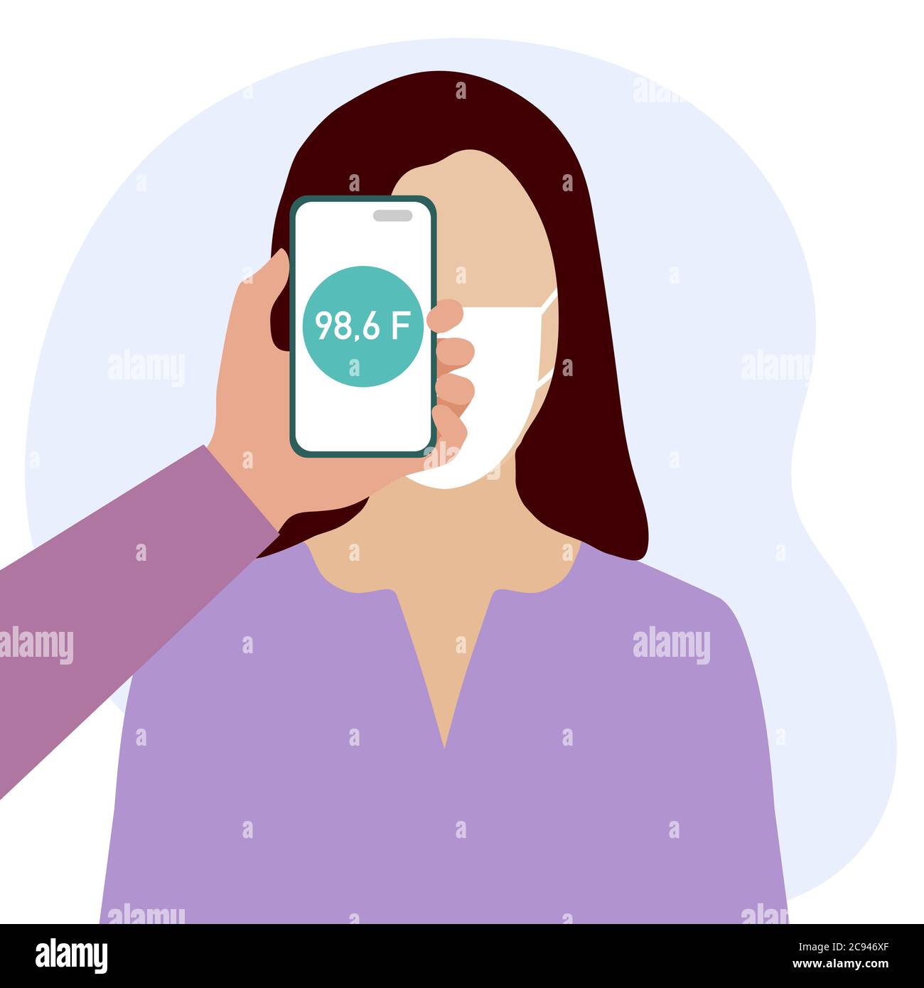 Vector Illustration Phone Placed On Forehead Of Person Remotely