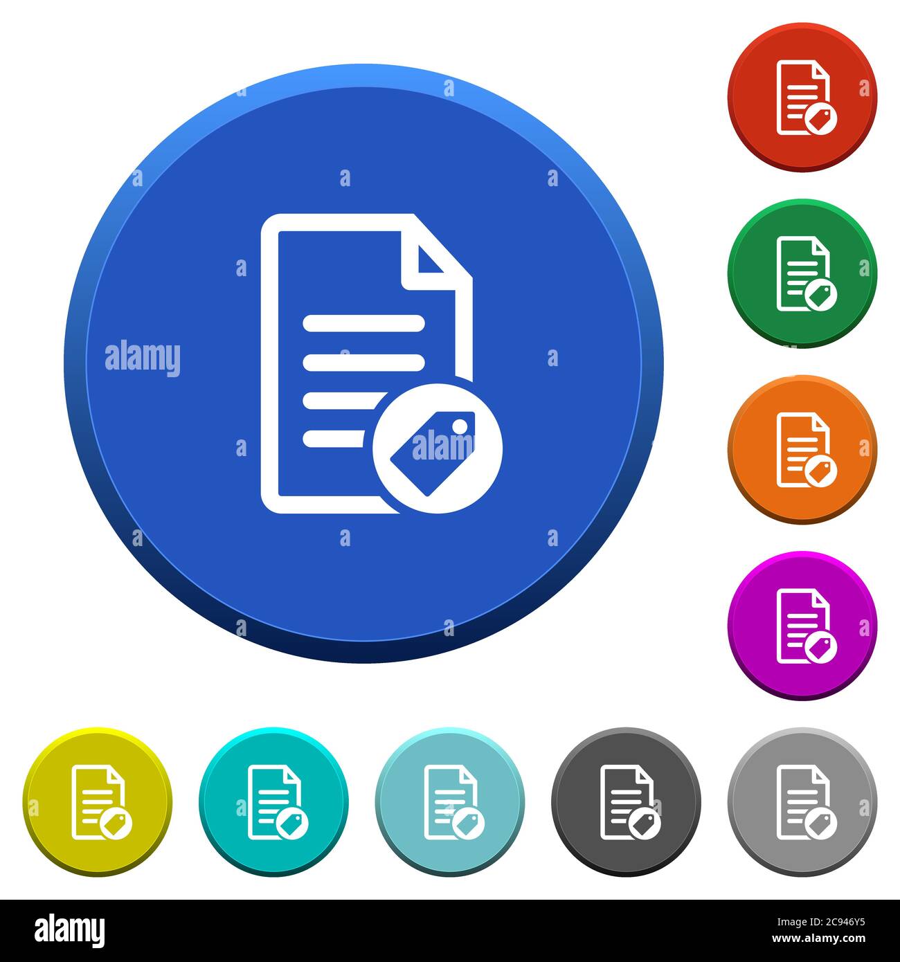 Tagging document round color beveled buttons with smooth surfaces and ...