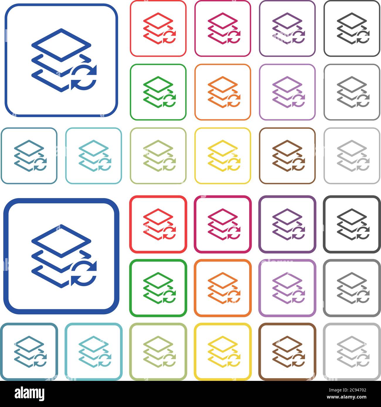Swap layers color flat icons in rounded square frames. Thin and thick versions included Stock ...