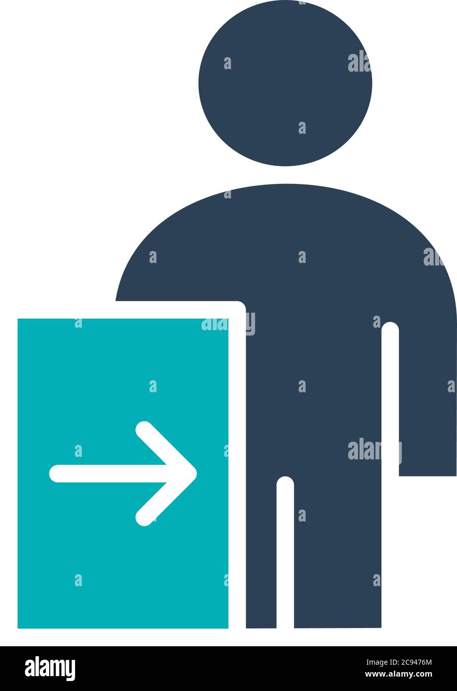 User profile with entrance sign colored icon. Public navigation symbol ...