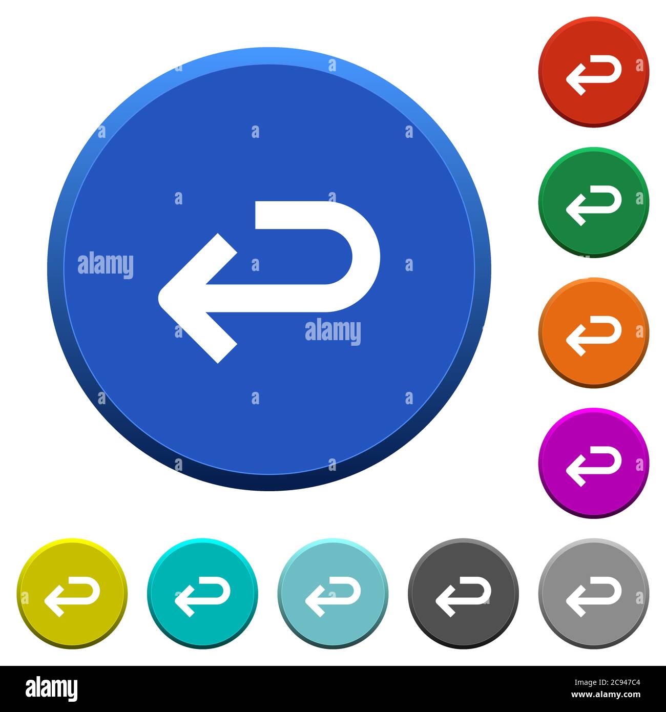 Back arrow round color beveled buttons with smooth surfaces and flat ...
