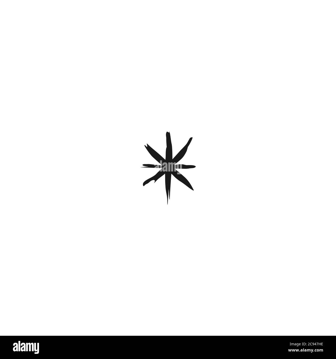 black brush painted grunge asterisk footnote icon. Flat icon of ...