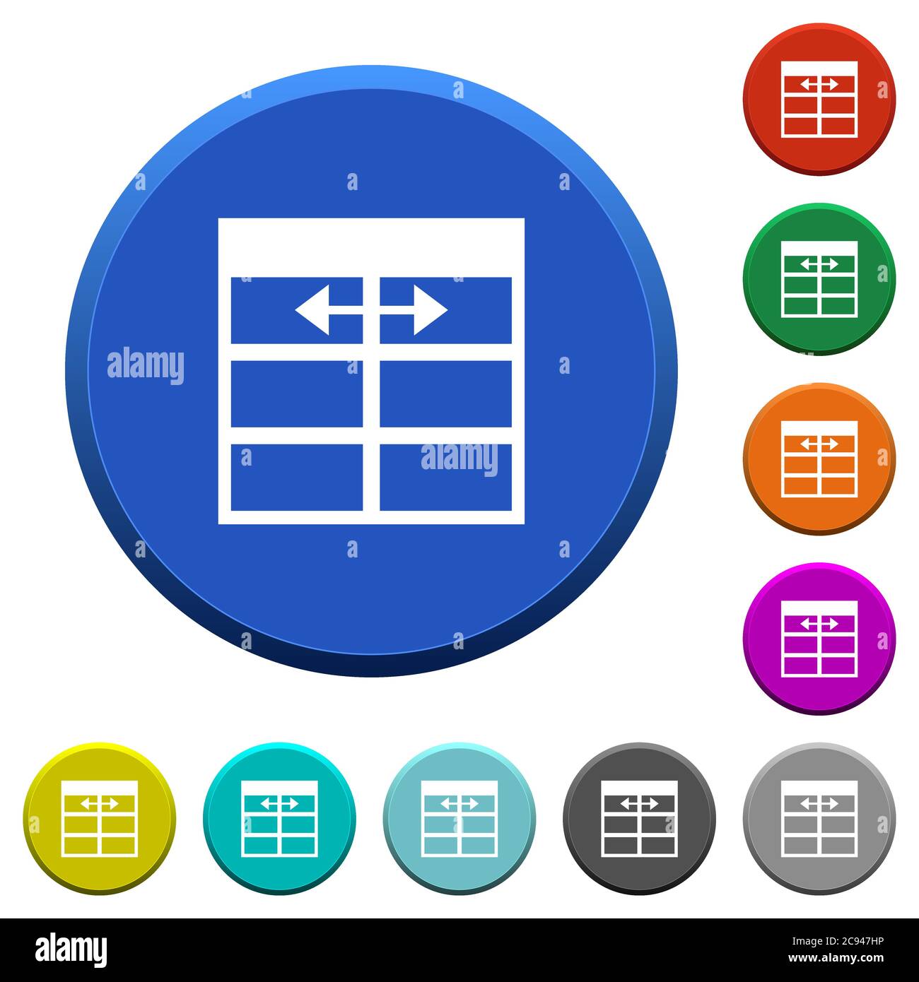 Spreadsheet adjust table column width round color beveled buttons with smooth surfaces and flat ...