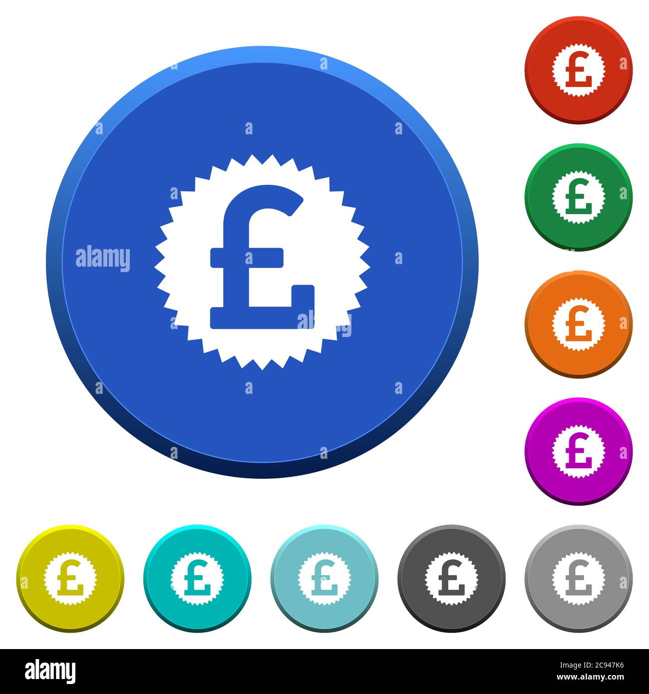 Pound sticker round color beveled buttons with smooth surfaces and flat ...