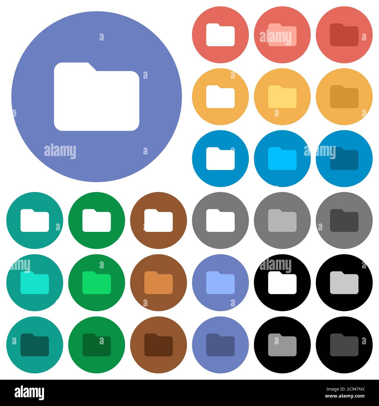 Single folder multi colored flat icons on round backgrounds. Included ...