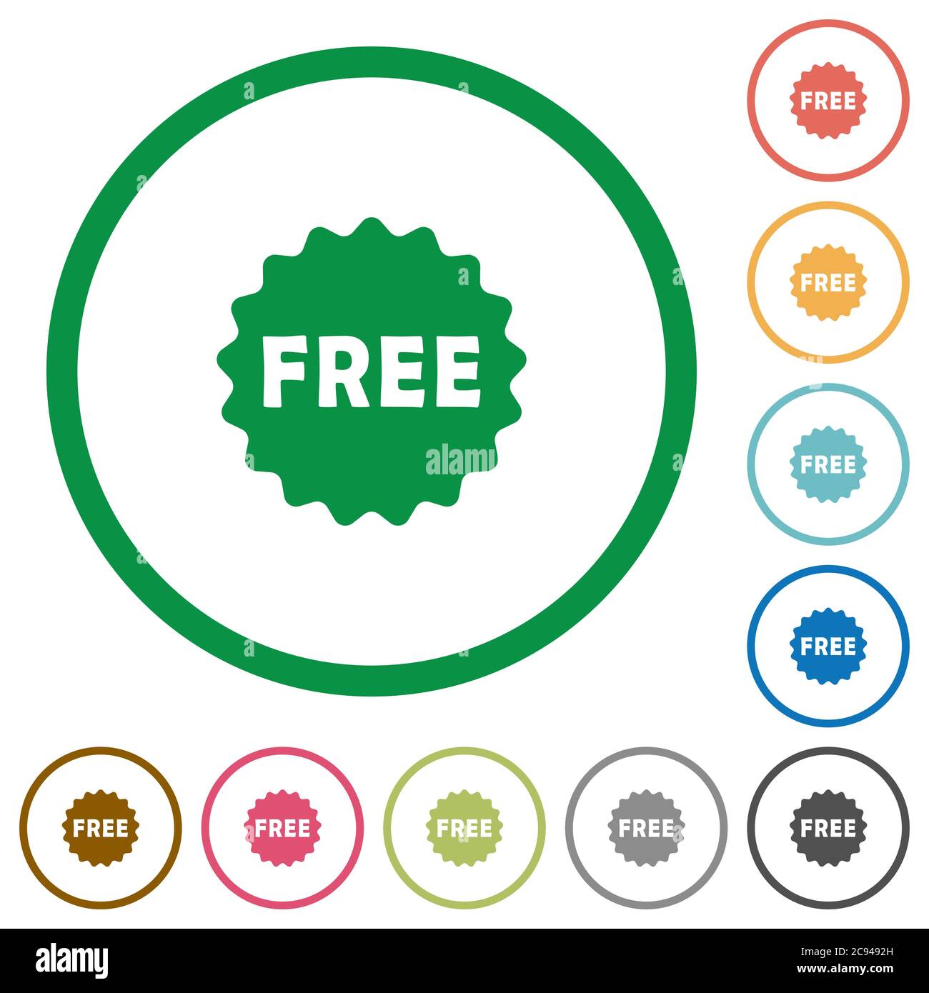 Free sticker flat color icons in round outlines on white background ...
