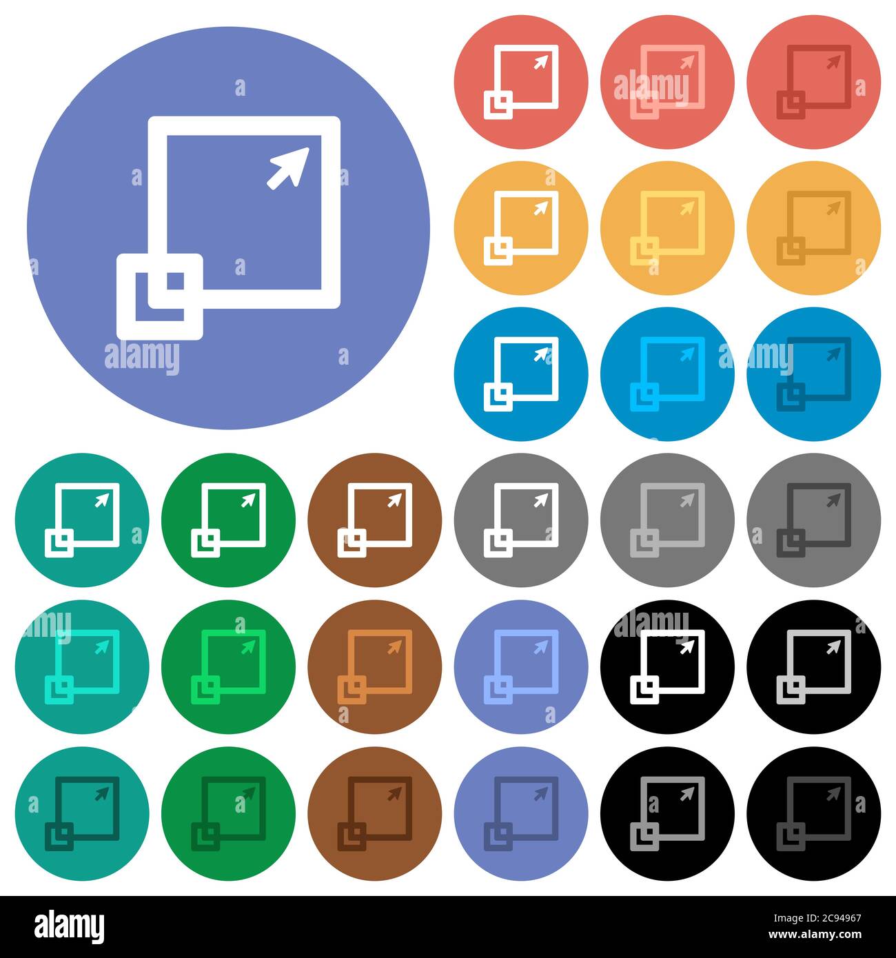 Maximize window multi colored flat icons on round backgrounds. Included ...