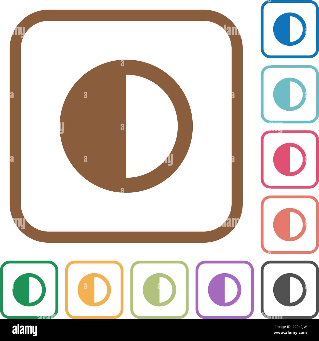 Contrast control simple icons in color rounded square frames on white background Stock Vector ...