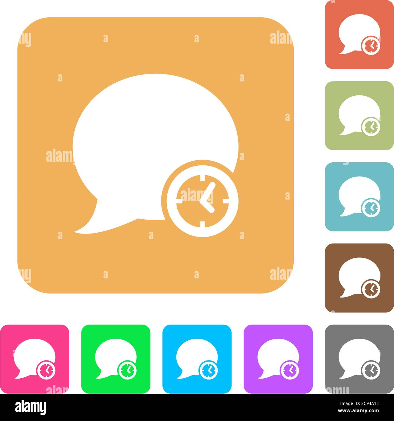 Blog comment time flat icons on rounded square vivid color backgrounds ...