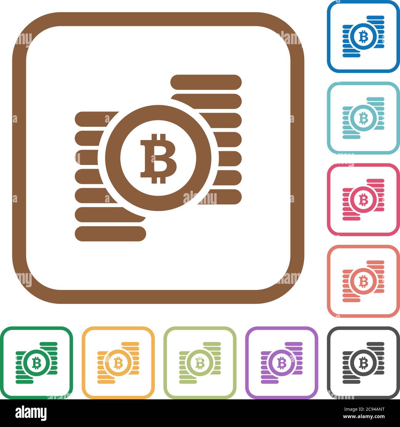 Bitcoins simple icons in color rounded square frames on white background Stock Vector Image ...