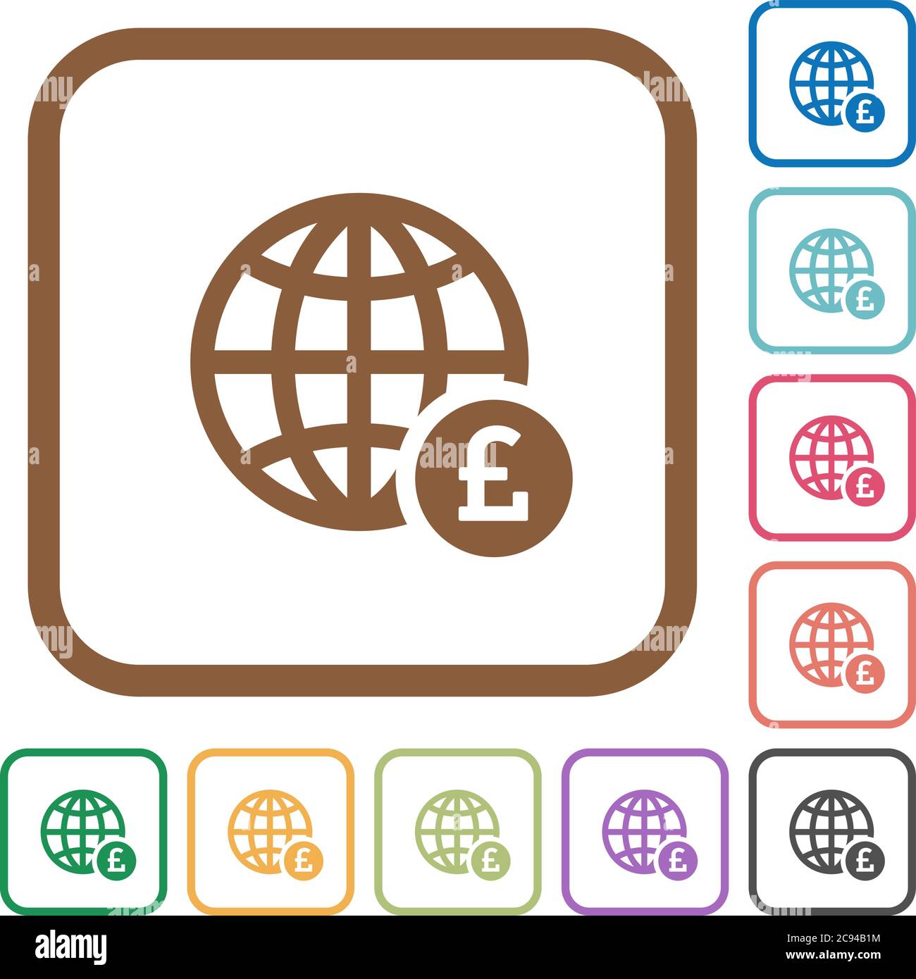 Online Pound payment simple icons in color rounded square frames on ...