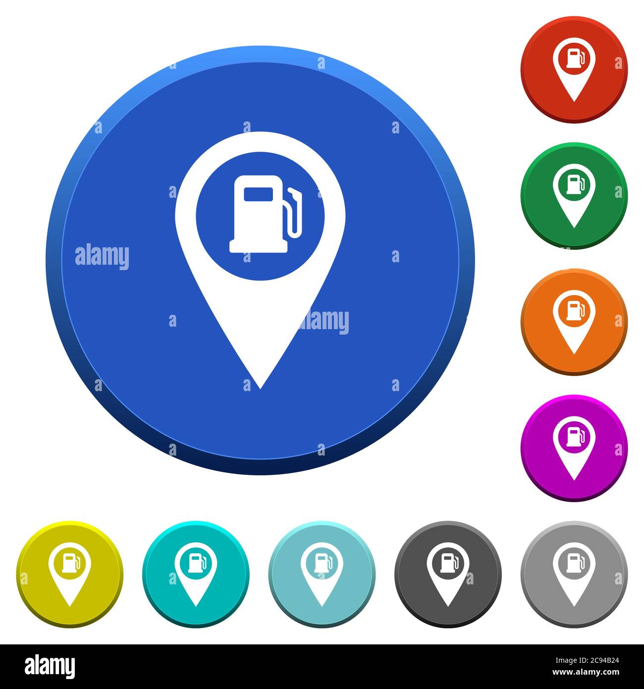 Gas station GPS map location round color beveled buttons with smooth ... Gas station GPS map location round color beveled buttons with smooth ...
