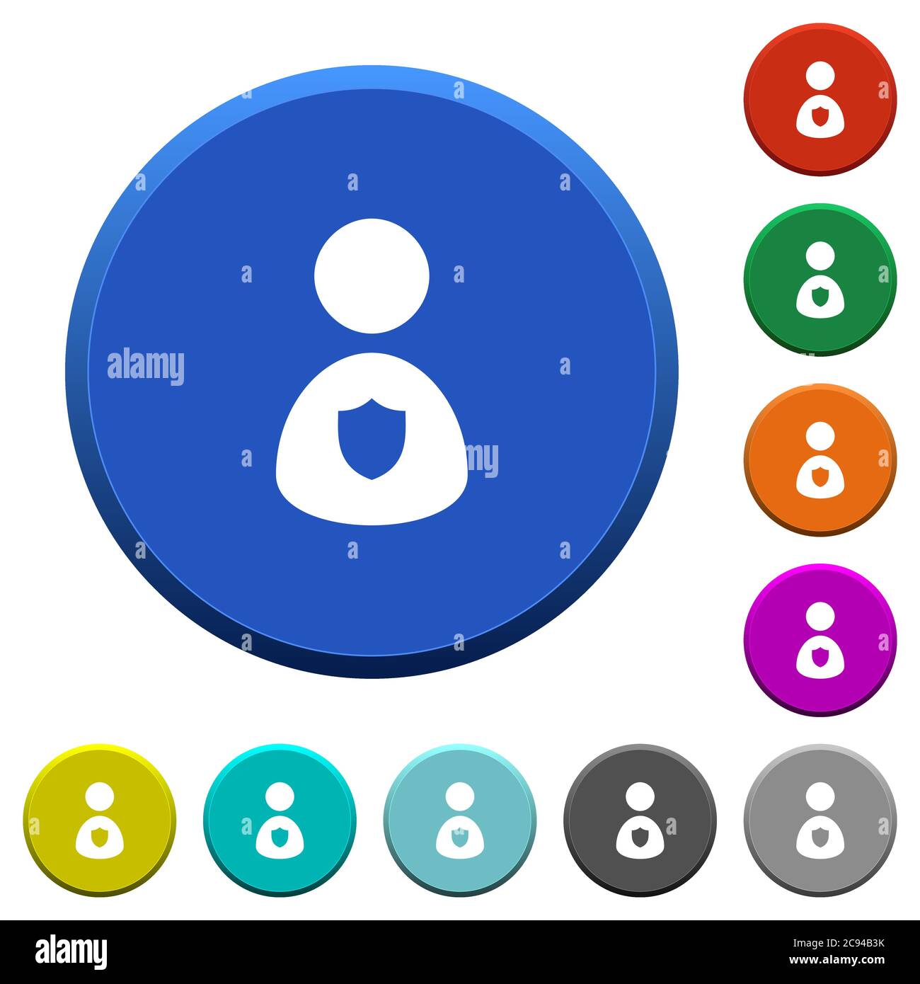 Security guard round color beveled buttons with smooth surfaces and ...