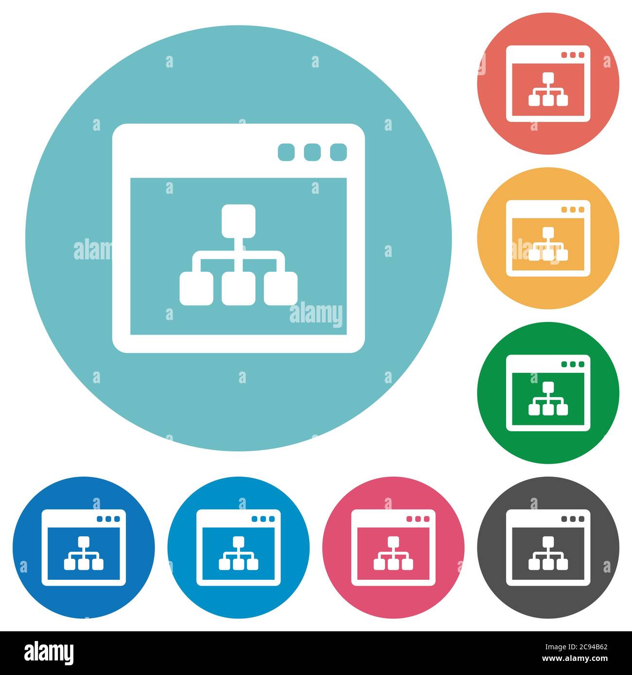 Networking application flat white icons on round color backgrounds ...