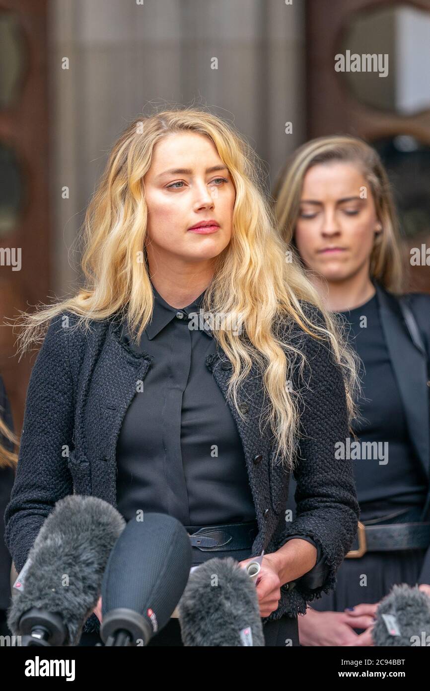 LONDON, ENGLAND - JULY 28, 2020: Amber Heard making a press statement ...