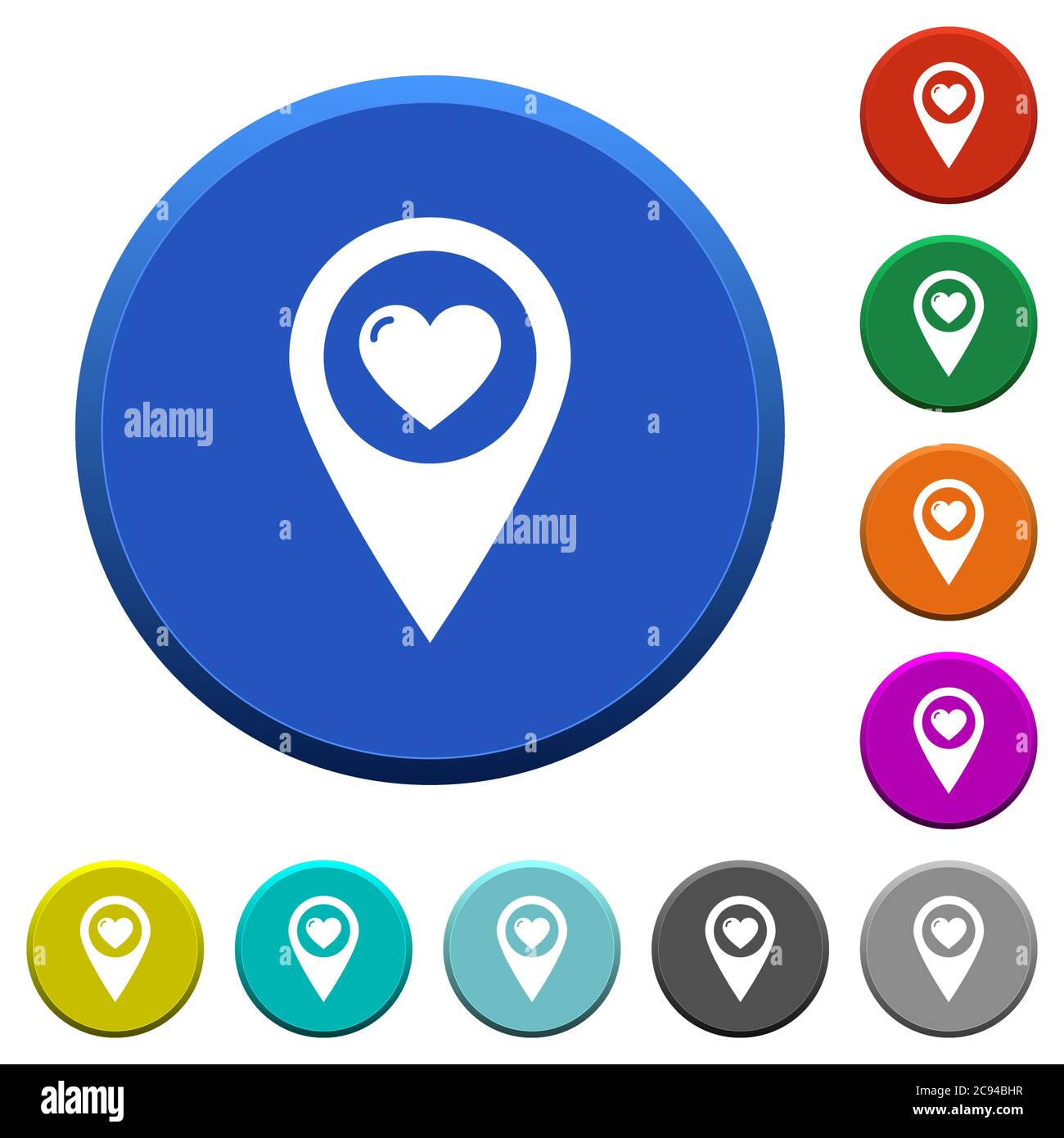 Favorite GPS map location round color beveled buttons with smooth ...