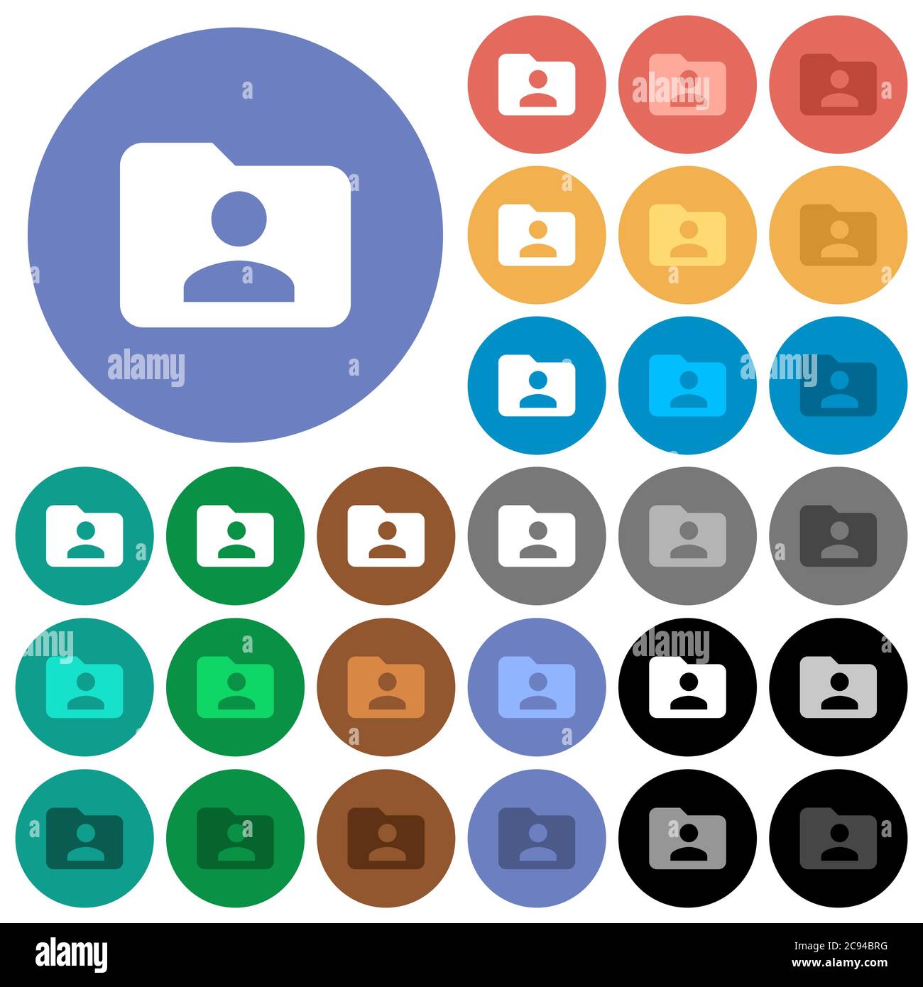 Folder owner multi colored flat icons on round backgrounds. Included ...
