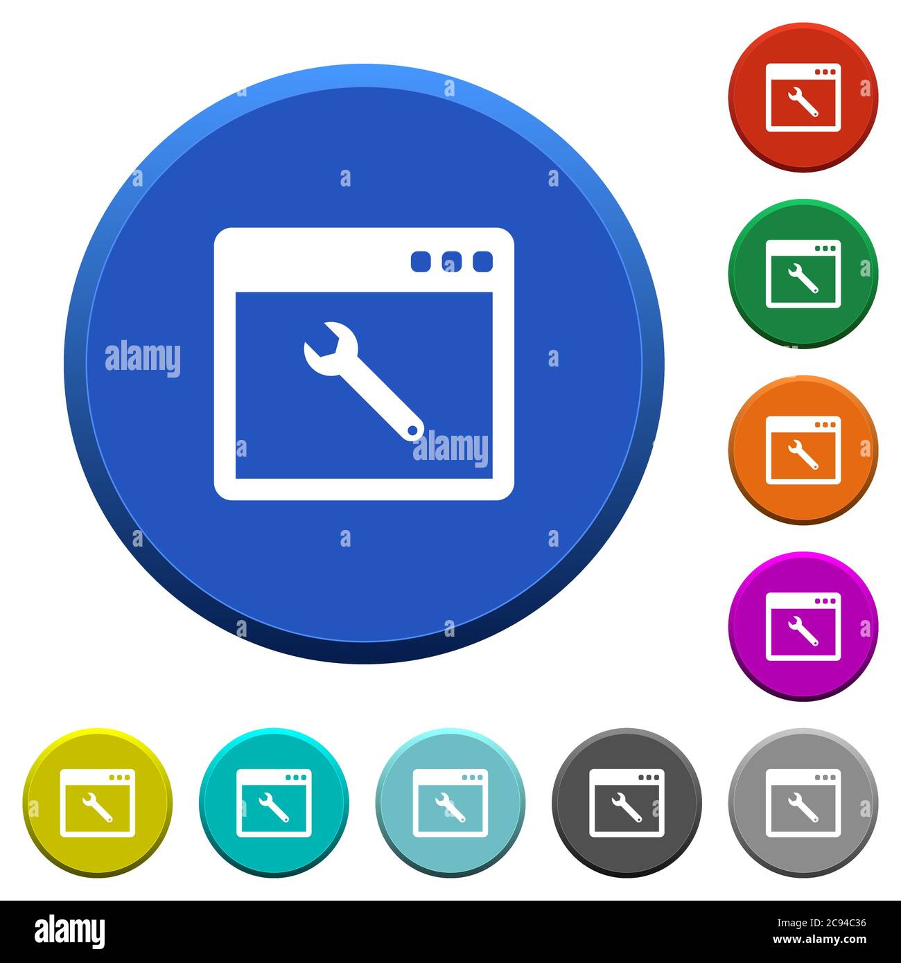 Application maintenance round color beveled buttons with smooth ...