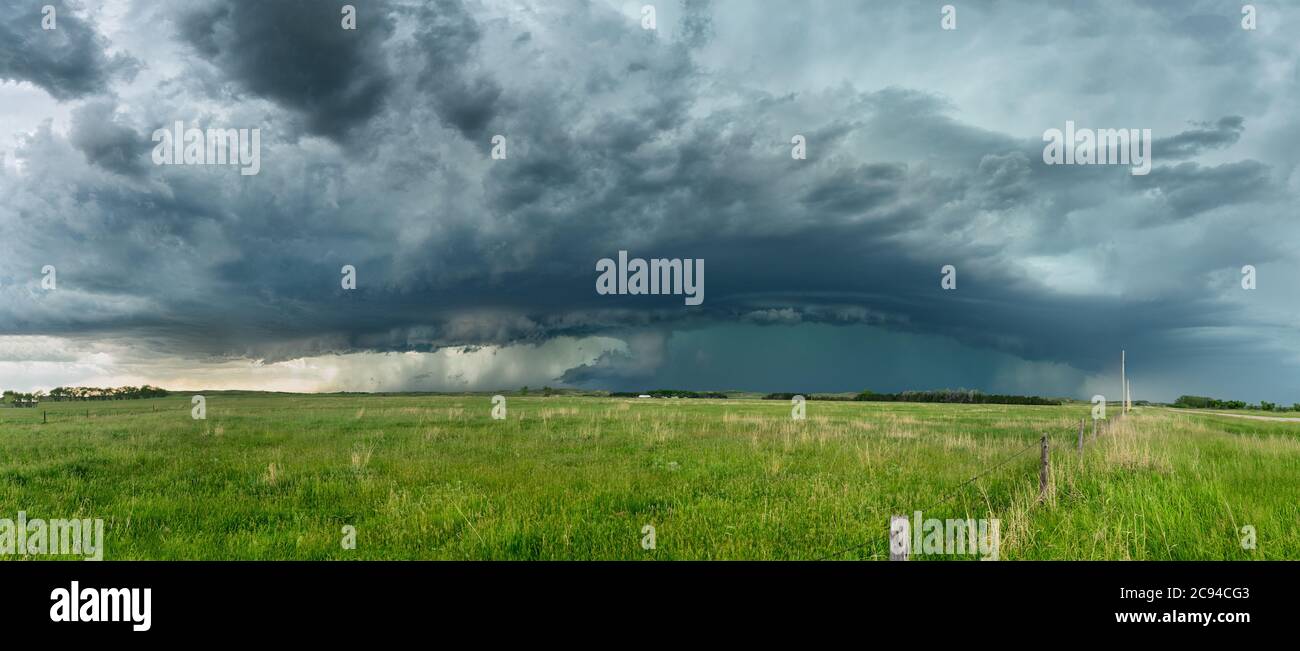 Panorama of a massive mesocyclone weather supercell, which is a pre ...