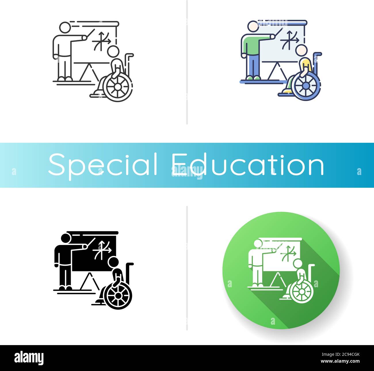 Special education icon. Linear black and RGB color styles. Inclusive ...