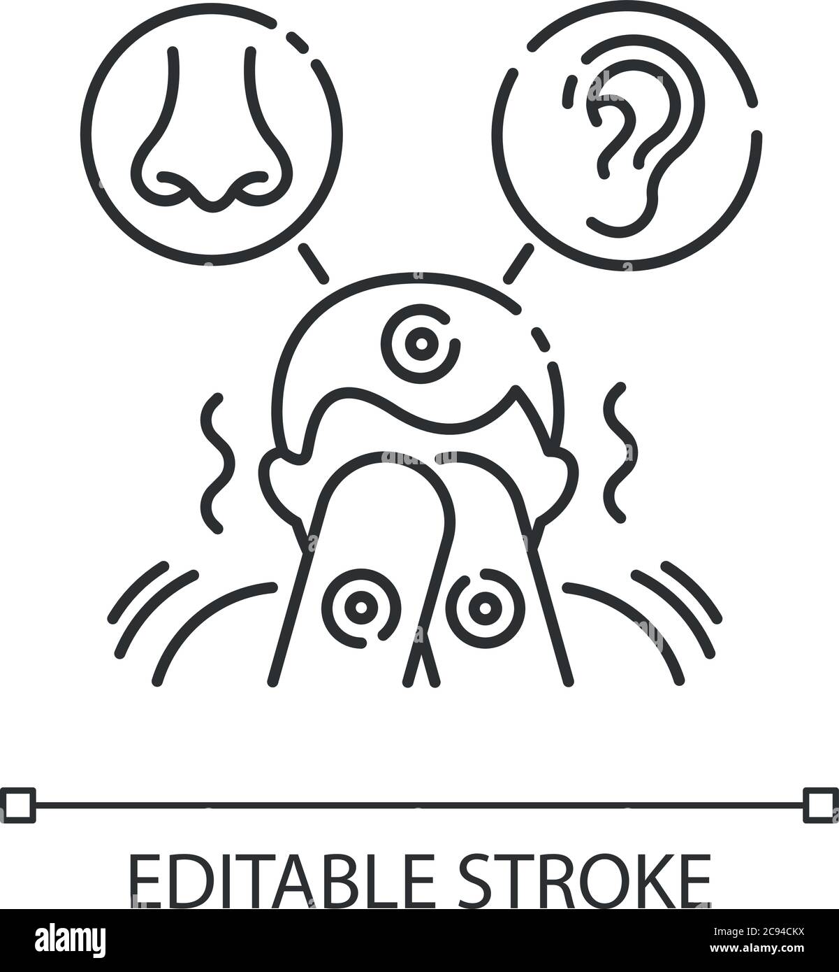 Sensory sensitivity linear icon. Trigger for perception. Physical ...