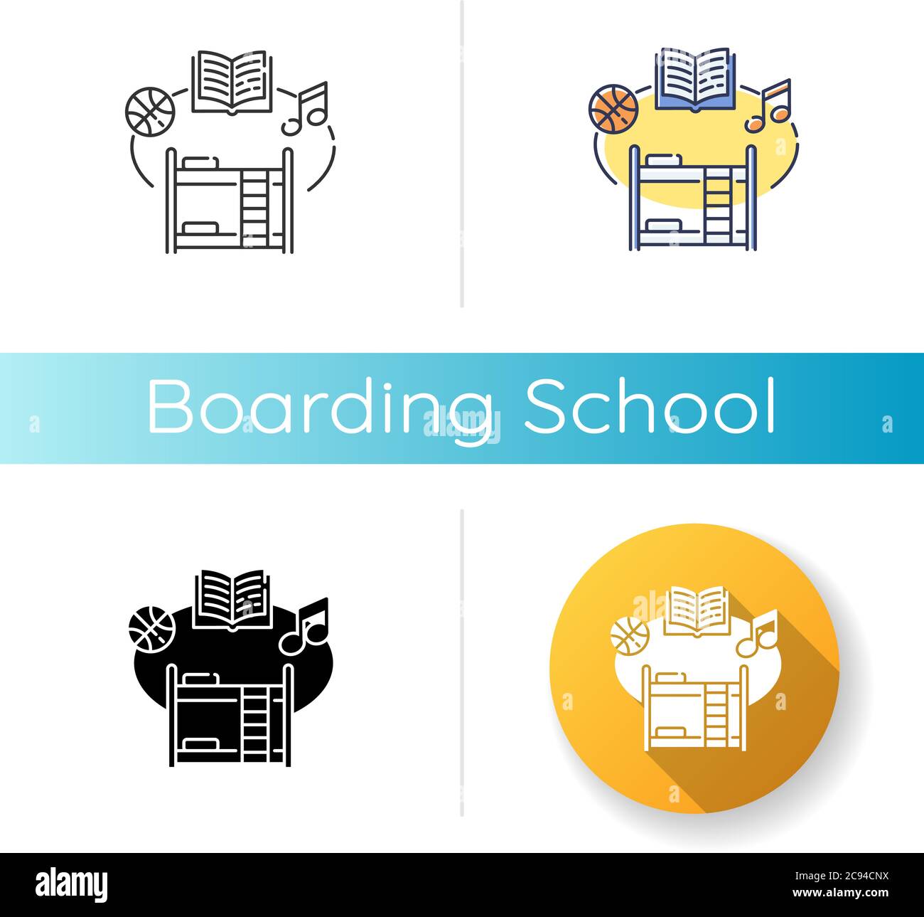 Boarding school icon. Linear black and RGB color styles. Educational ...