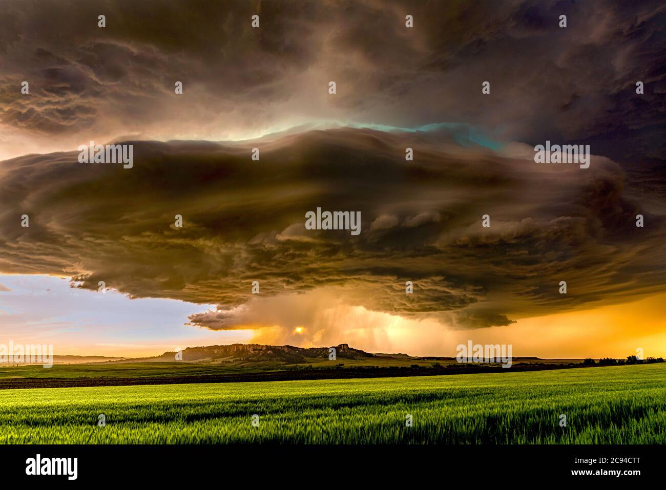 Panorama of a massive mesocyclone weather supercell, which is a pre ...