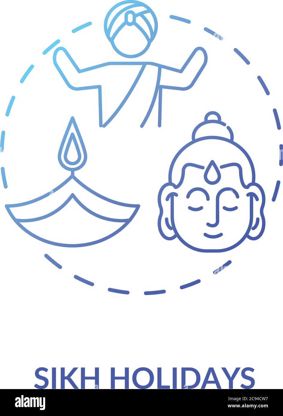 Sikh holidays concept icon. Indian religious festivals, traditions and ...