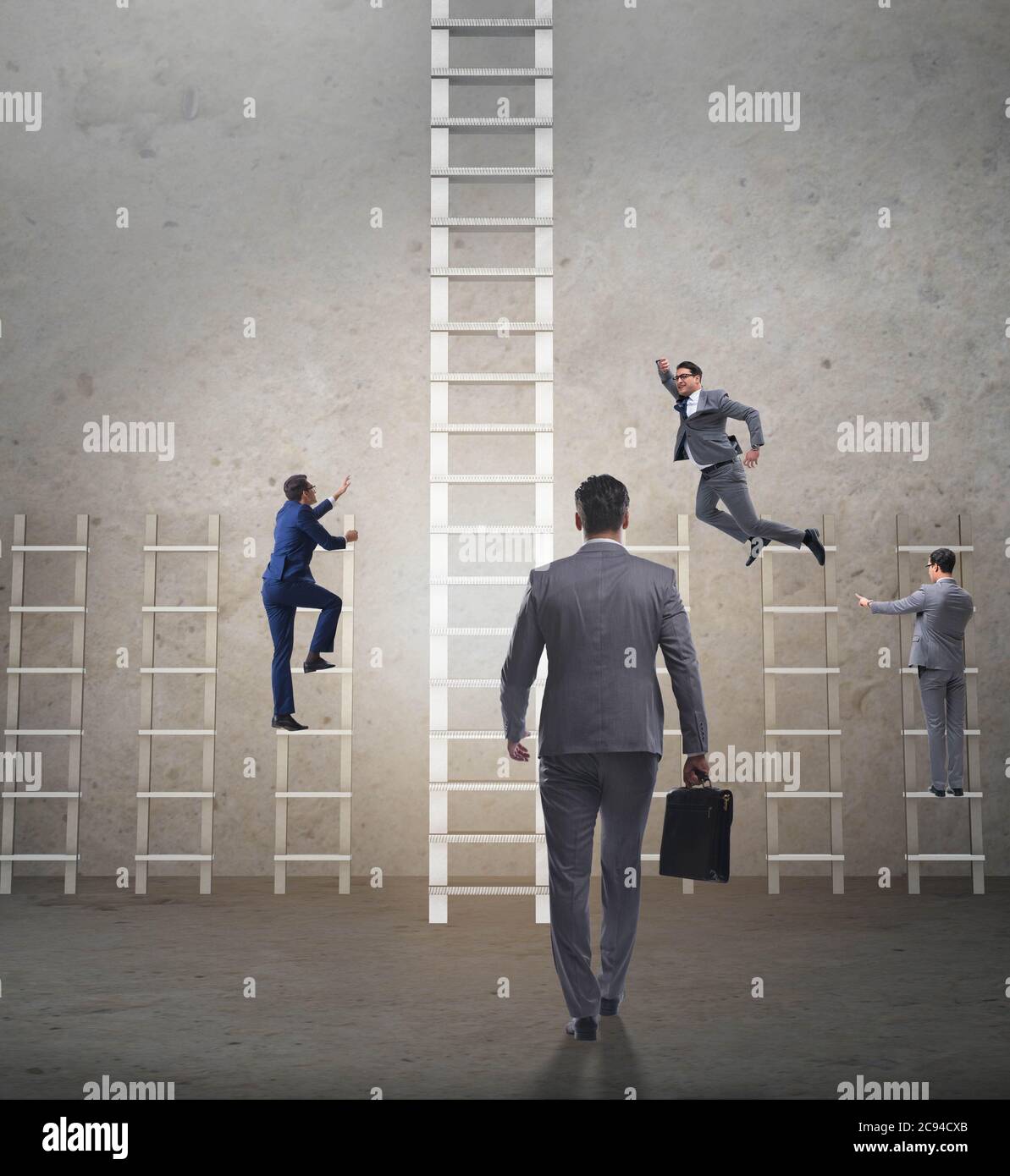 The competition concept with businessman beating competitors Stock ...