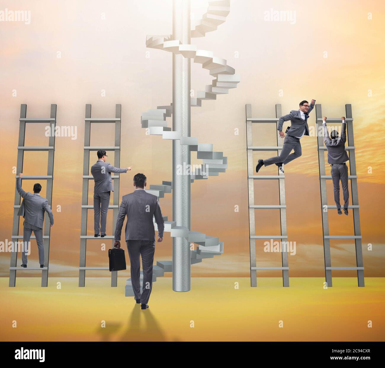 The competition concept with businessman beating competitors Stock ...