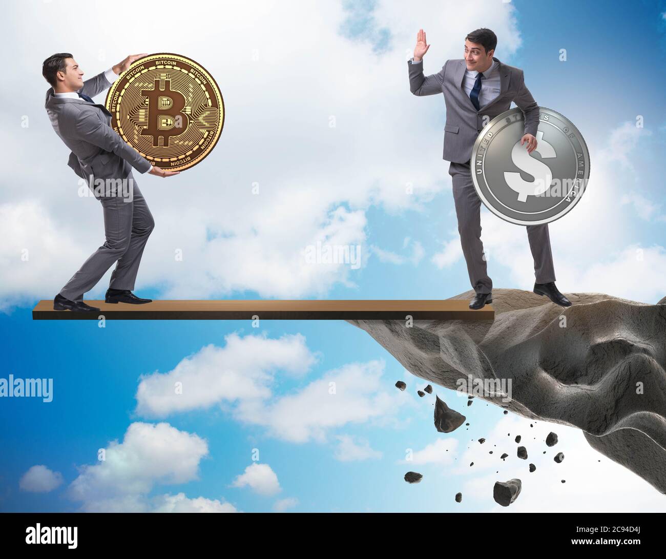 The interdependency concept with two currencies Stock Photo - Alamy
