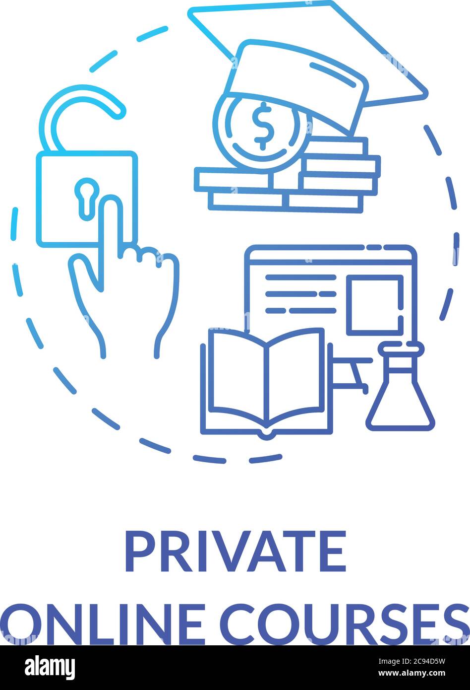 Private online courses concept icon. E learning and teaching. Online ...