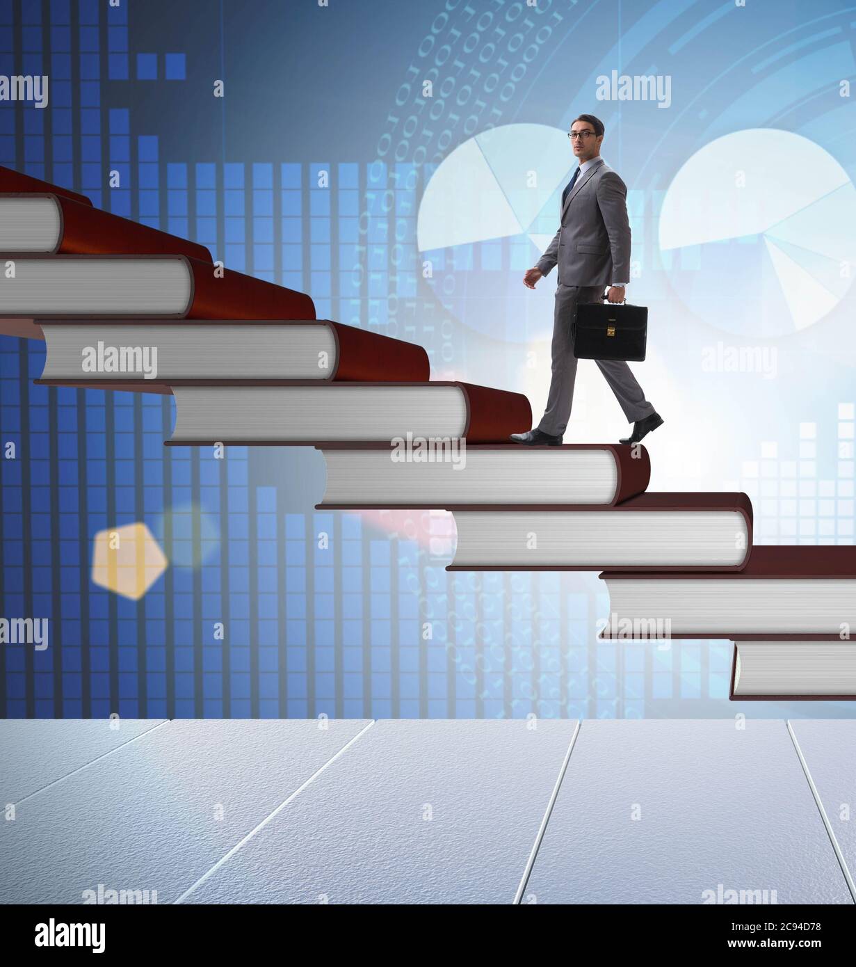 The businessman student climbing the ladder of education books Stock ...