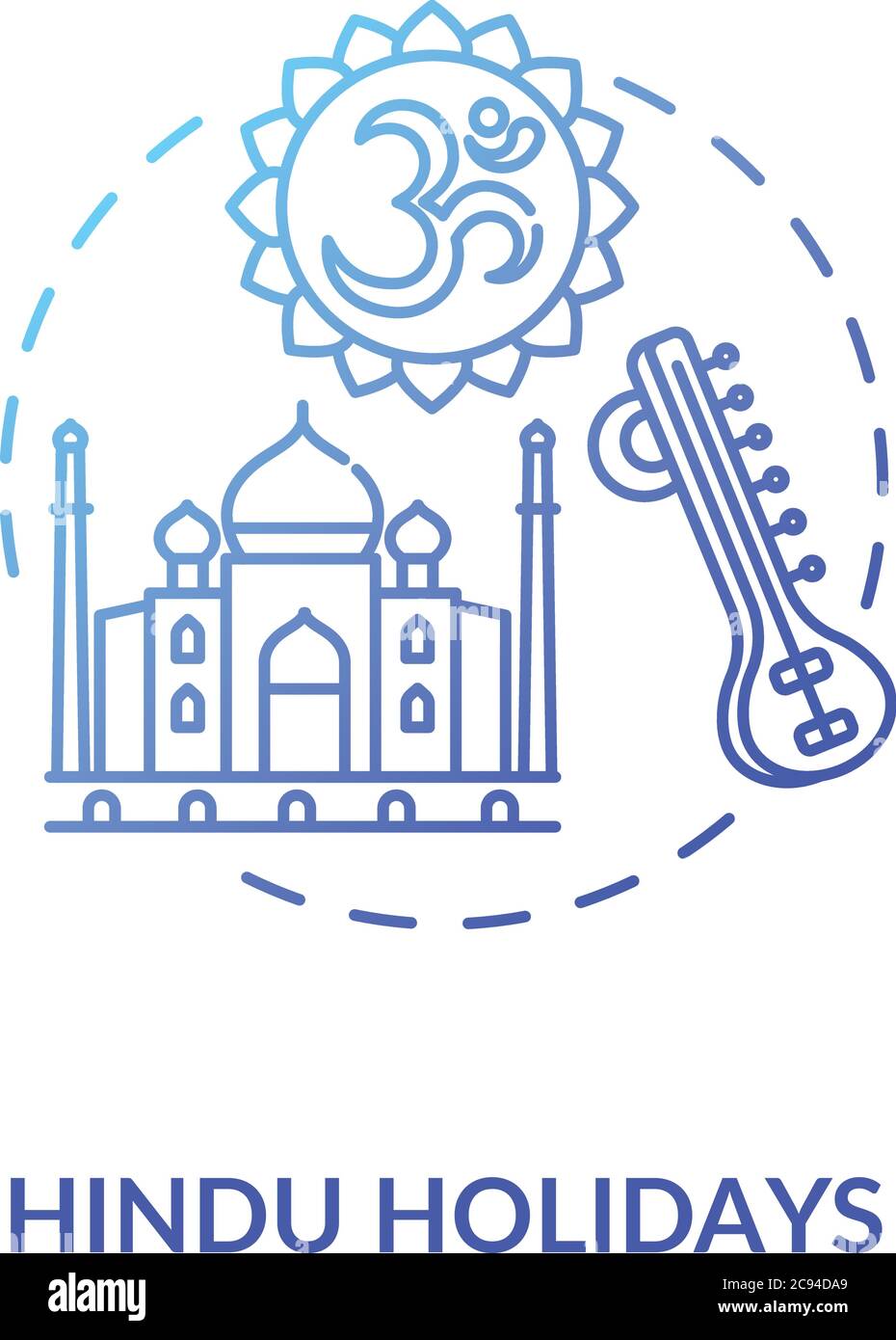 Hindu holidays concept icon. Indian religion, hinduism idea thin line ...